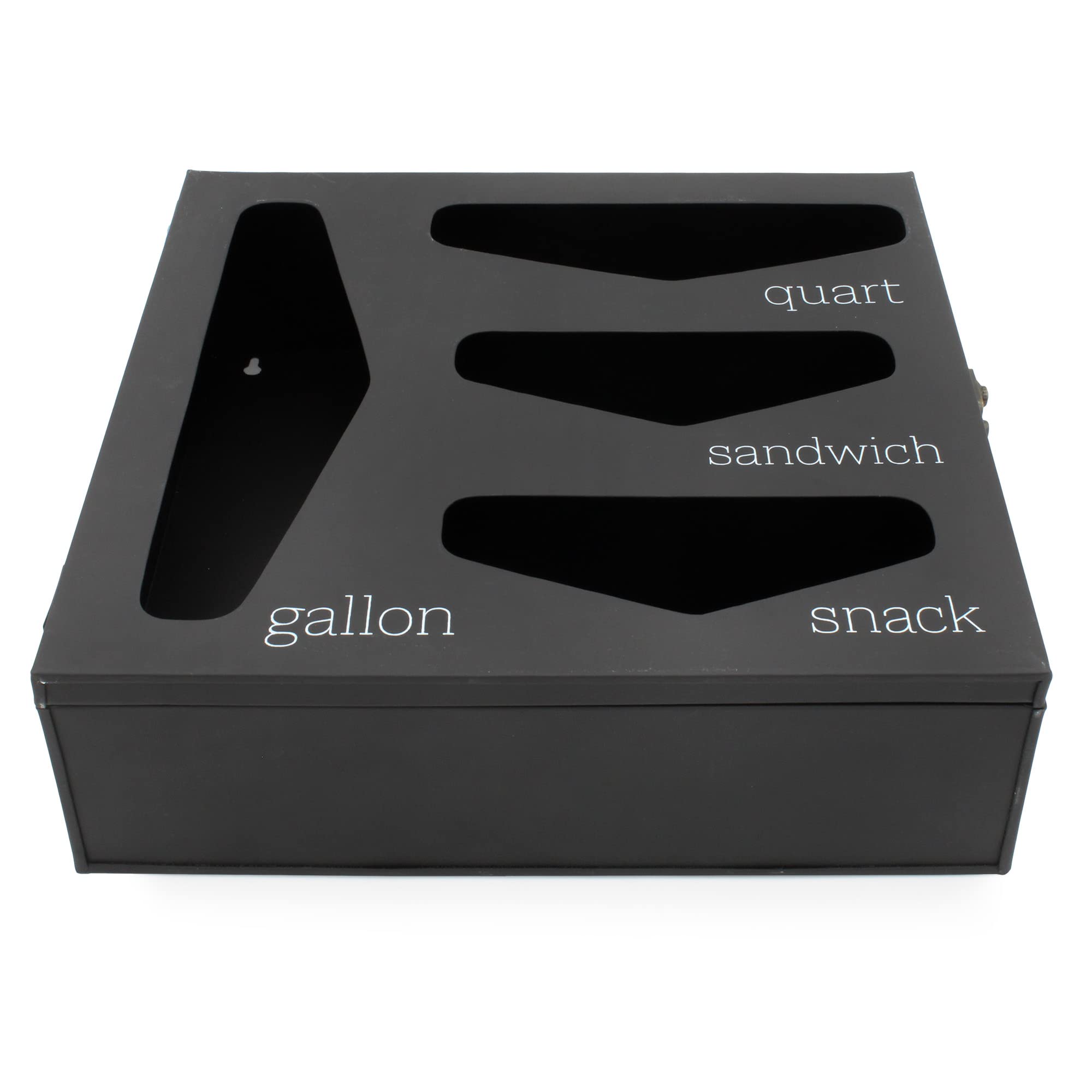 AuldHome Design Enamelware Kitchen Bag Organizer (Black), Farmhouse Style Holder Compatible w/Zipper Seal Kitchen Storage