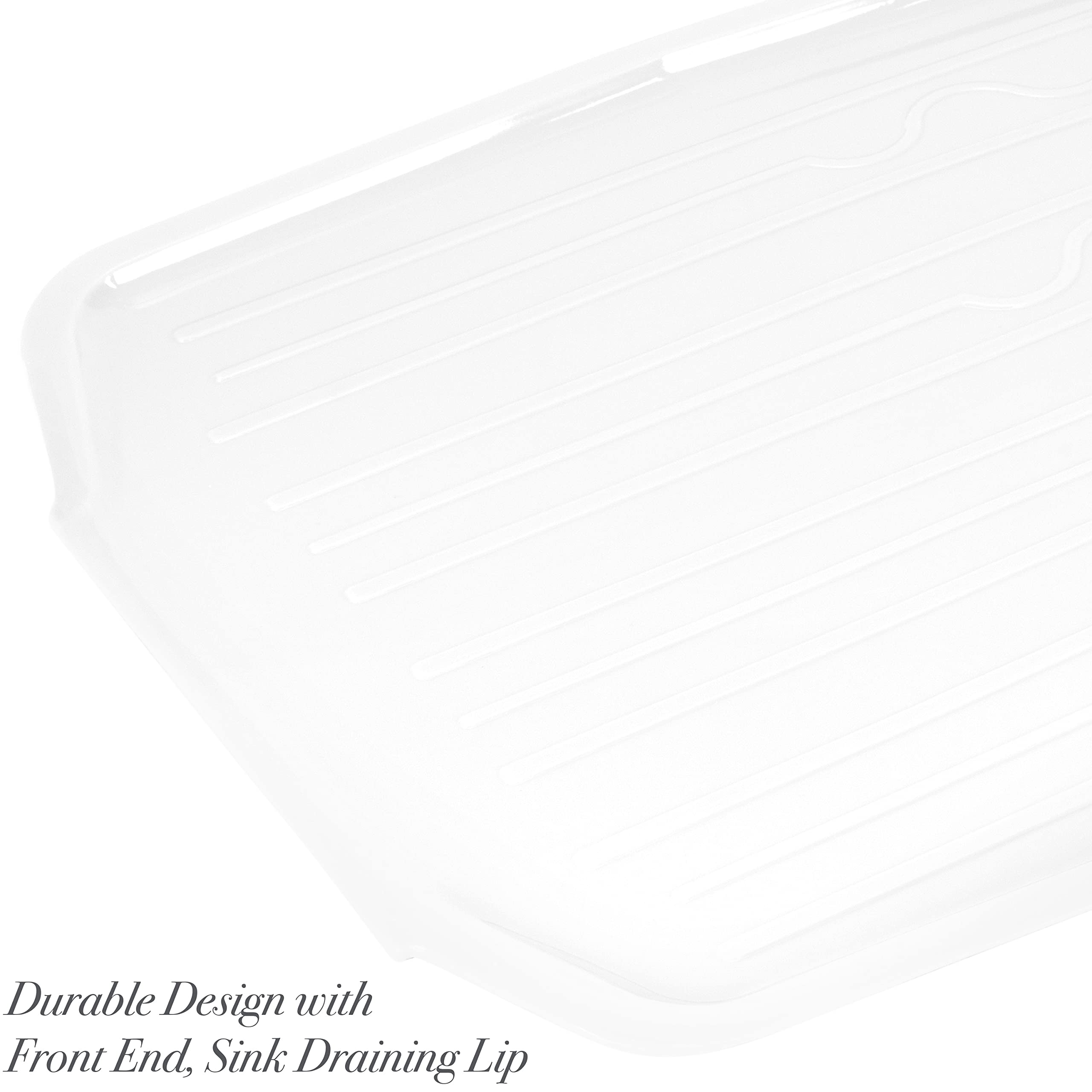 Kitchen Details Countertop Draining Tray | Dimensions: 18"x 15"x 1"| Designed for Stand Alone Dish Racks | Durable | Prevents Water Build Up | White
