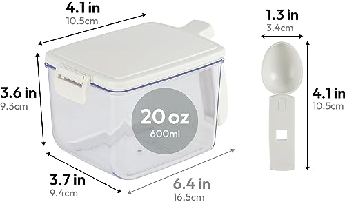 carrotez 2 Pack Airtight Spice Containers with Labels and Spoons, Food Storage Containers for Herbs, Coffee, Seasoning Organization, BPA free - White
