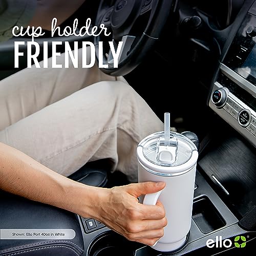 Ello Port 40oz Tumbler with Carry Loop & Integrated Handle, Vacuum Insulated Stainless Steel Reusable Water Bottle, Travel Mug with Leak Proof Lid & Straw, Perfect for Iced Coffee & Tea, Sage