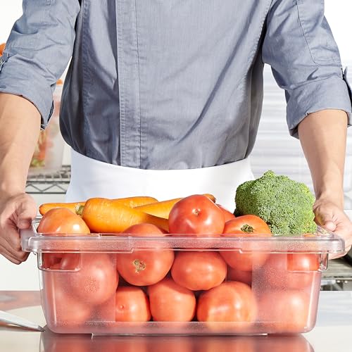CURTA 4 Pack Food Storage Box with Lid, Clear NSF Polycarbonate Food Storage Box, 3.5 Gallon,Stackable Commercial Storage Containers for Kitchen Restaurant (18" x 12" x 6")