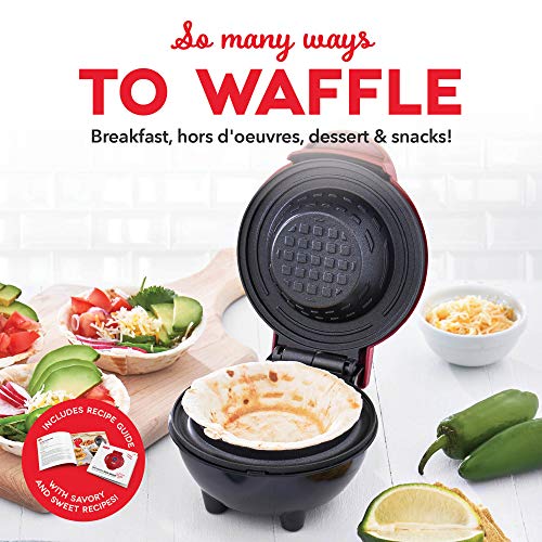 Dash Mini Waffle Bowl Maker for Breakfast, Burrito Bowls, Ice Cream and Other Sweet Deserts, Recipe Guide Included - Red