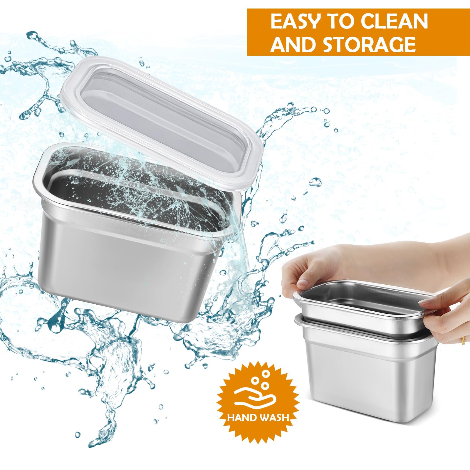 8 Pcs Stainless Steel Food Containers with Lids 1/9 Size Steam Hotel Pans 1 mm Thick Restaurant Table Pans Food Prep Pan Metal Meal Food Containers Steamer for Freezer Buffet Kitchen(4'' Deep)