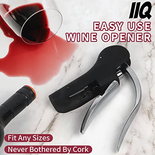 Wine Opener-Wine Bottle Opener Corkscrew Set- Lever Corkscrew Wine Openers with Foil Cutter, Wine Stopper,Pourer and Extra Spiral by IIQ