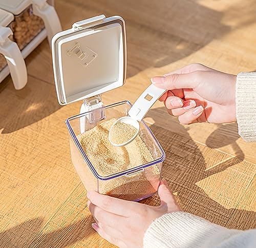 carrotez 2 Pack Airtight Spice Containers with Labels and Spoons, Food Storage Containers for Herbs, Coffee, Seasoning Organization, BPA free - White