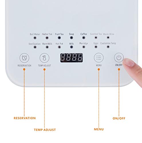 Zenph Electric Kettle, 1.5L glass electric kettle with tea infuser, electric kettle temperature control, Cordless with Smart Touch Panel & 18 Smart Menu, Auto Shut-Off & Boil-Dry Protection.