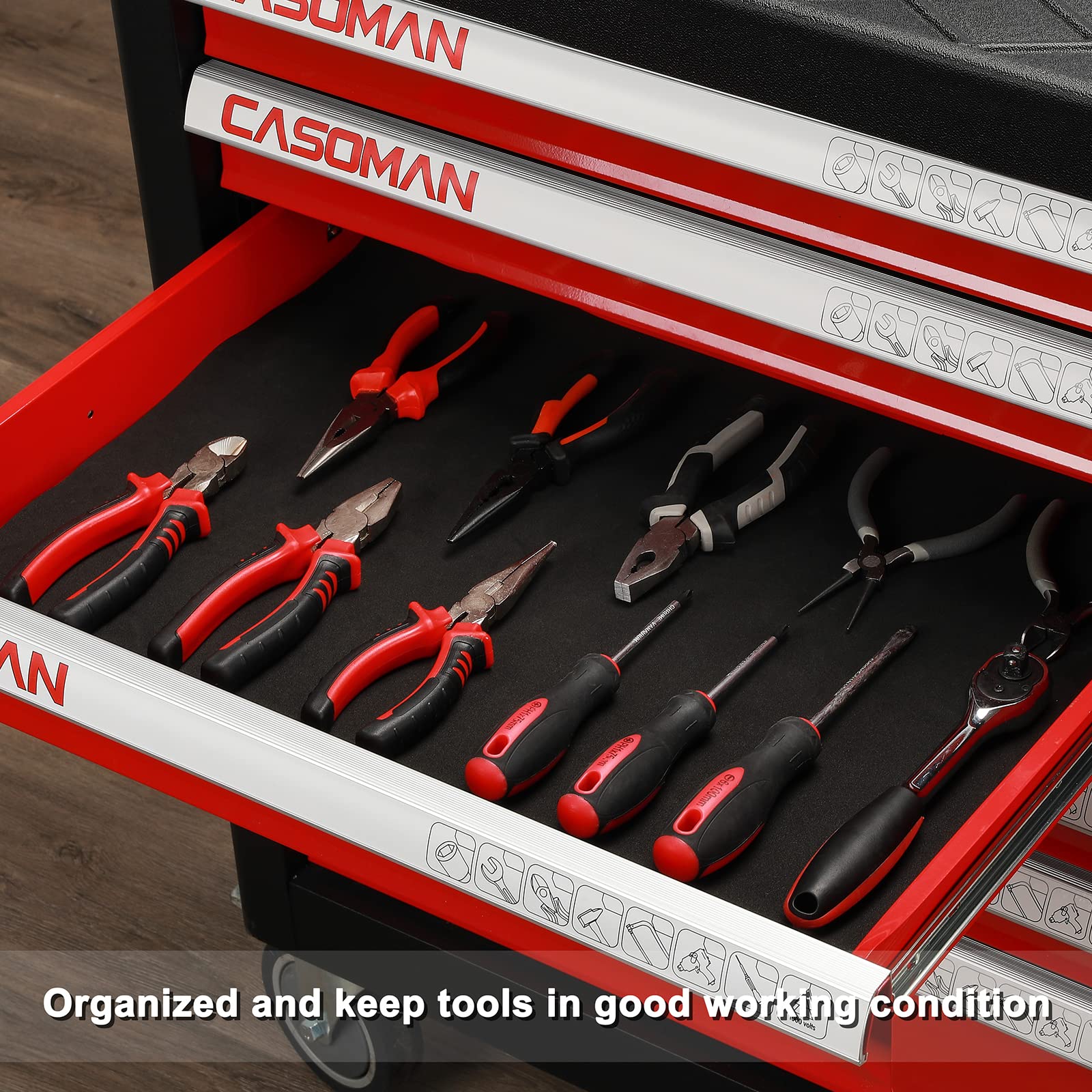 CASOMAN Professional Tool Box Liner and Drawer Liner - 24 inch (Wide) x 24 feet (Long), Non-Slip,Easy Cut, Black