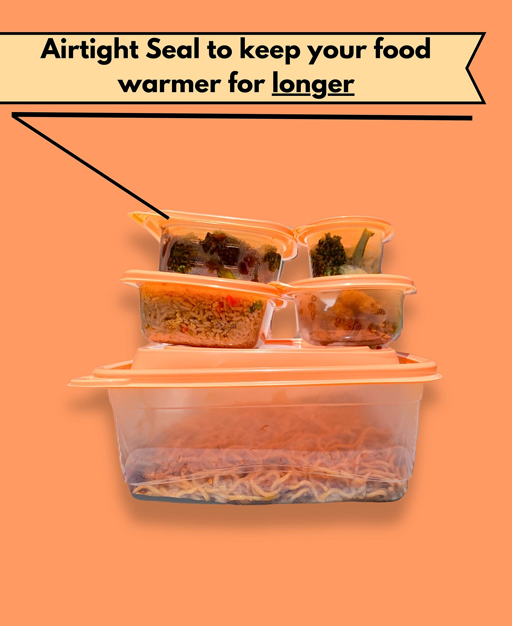 Room 2 Room 42-Piece Food Storage Container Set For Food Storage, Dishwasher Safe, Airtight, BEST VALUE (Orange)