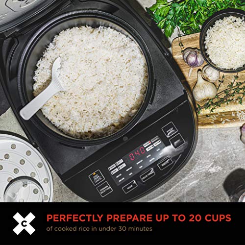 Crux 20 Cup Induction Rice Cooker, Multi-Cooker, Food Steamer, Slow Cooker, Stewpot, Easy One-Pot Healthy Meals, Dishwasher Safe Non-Stick Bowl, Black, one size