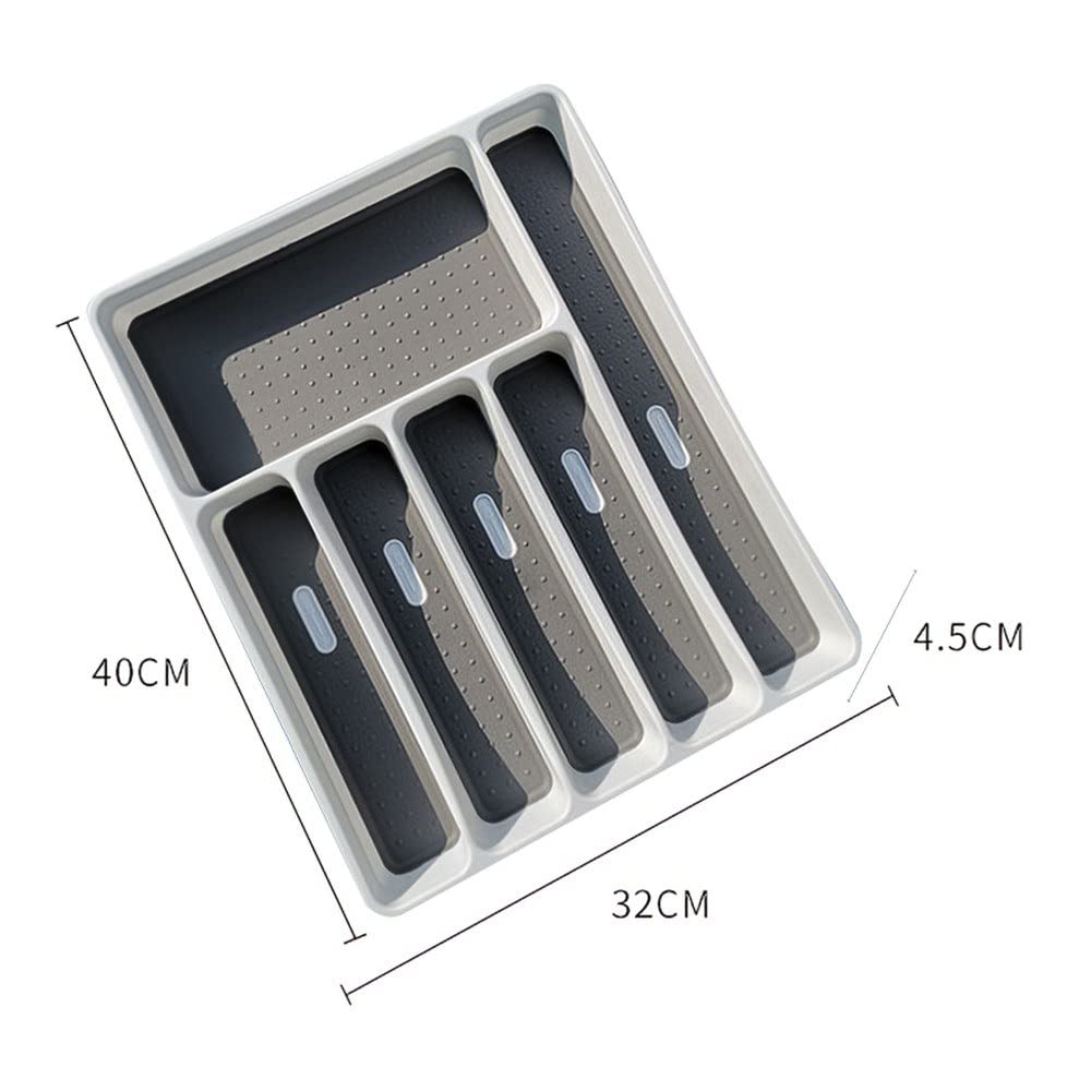 MengK Drawer Organizer Cutlery Tray Silverware Utensil Storage 6 Sections for Kitchen Office Dinning Room