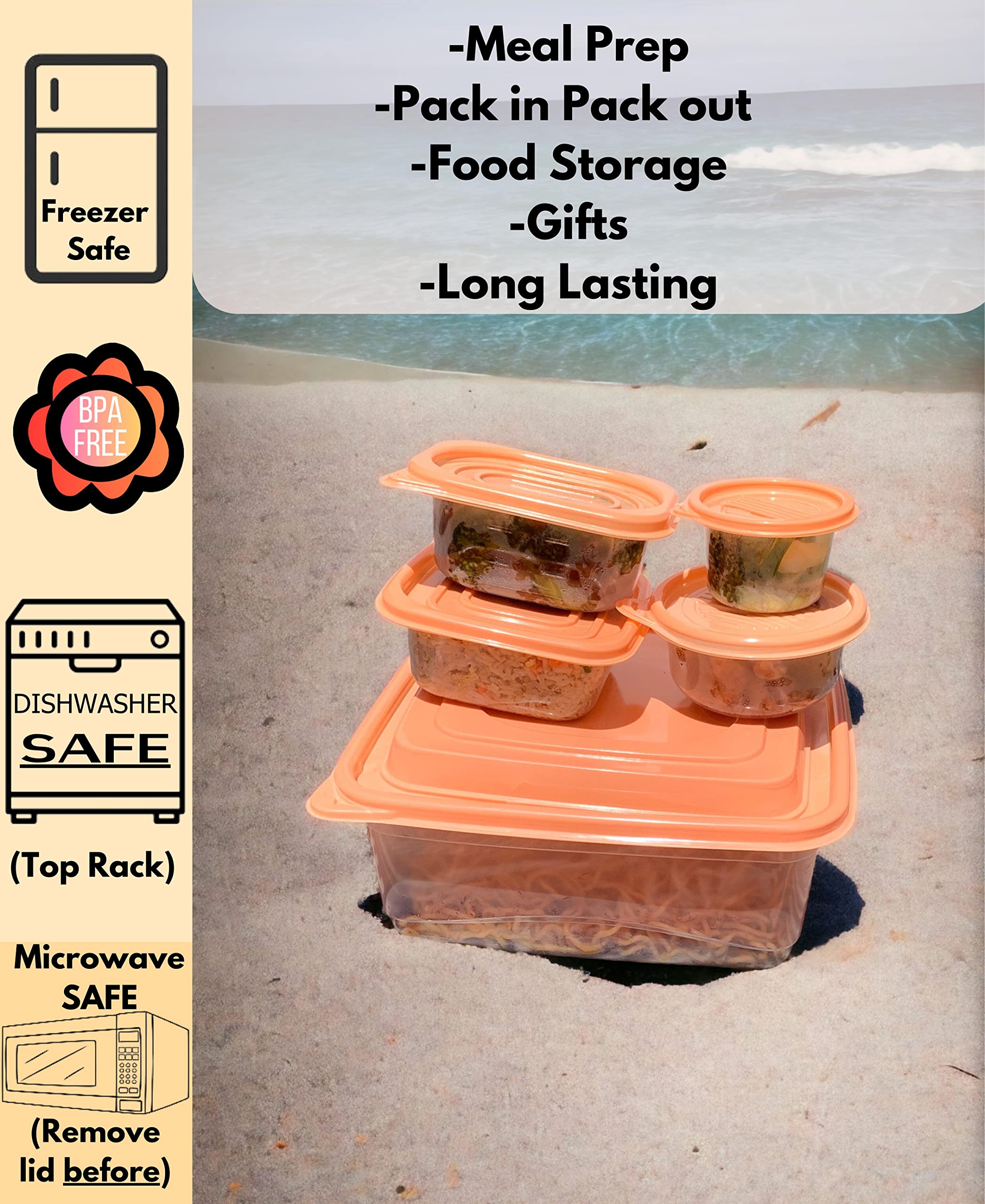 Room 2 Room 42-Piece Food Storage Container Set For Food Storage, Dishwasher Safe, Airtight, BEST VALUE (Orange)
