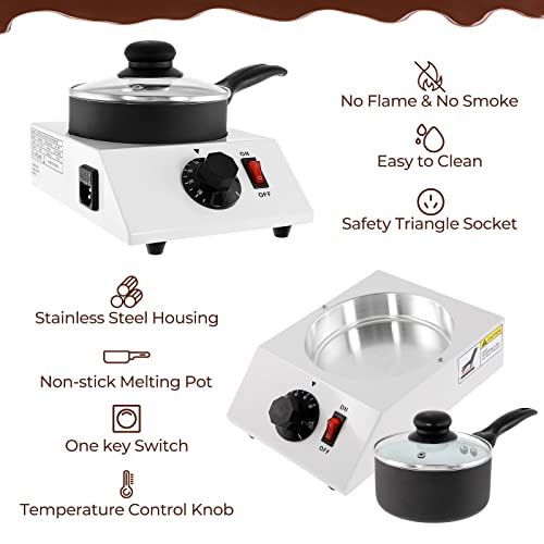 POWLAB Electric Chocolate Warmer Melting Pot Ceramic Removable Pot Candy Melting Machine Chocolate Melter Pot for Dipping 1L Capacity & Temperature Setting for Melting Candy, Butter, Cheese, Caramel