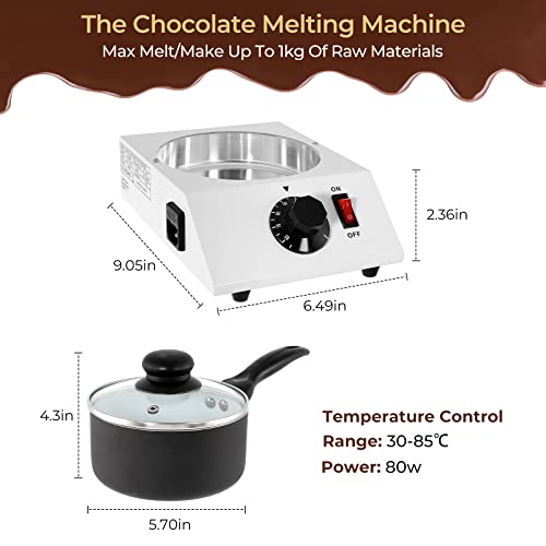POWLAB Electric Chocolate Warmer Melting Pot Ceramic Removable Pot Candy Melting Machine Chocolate Melter Pot for Dipping 1L Capacity & Temperature Setting for Melting Candy, Butter, Cheese, Caramel