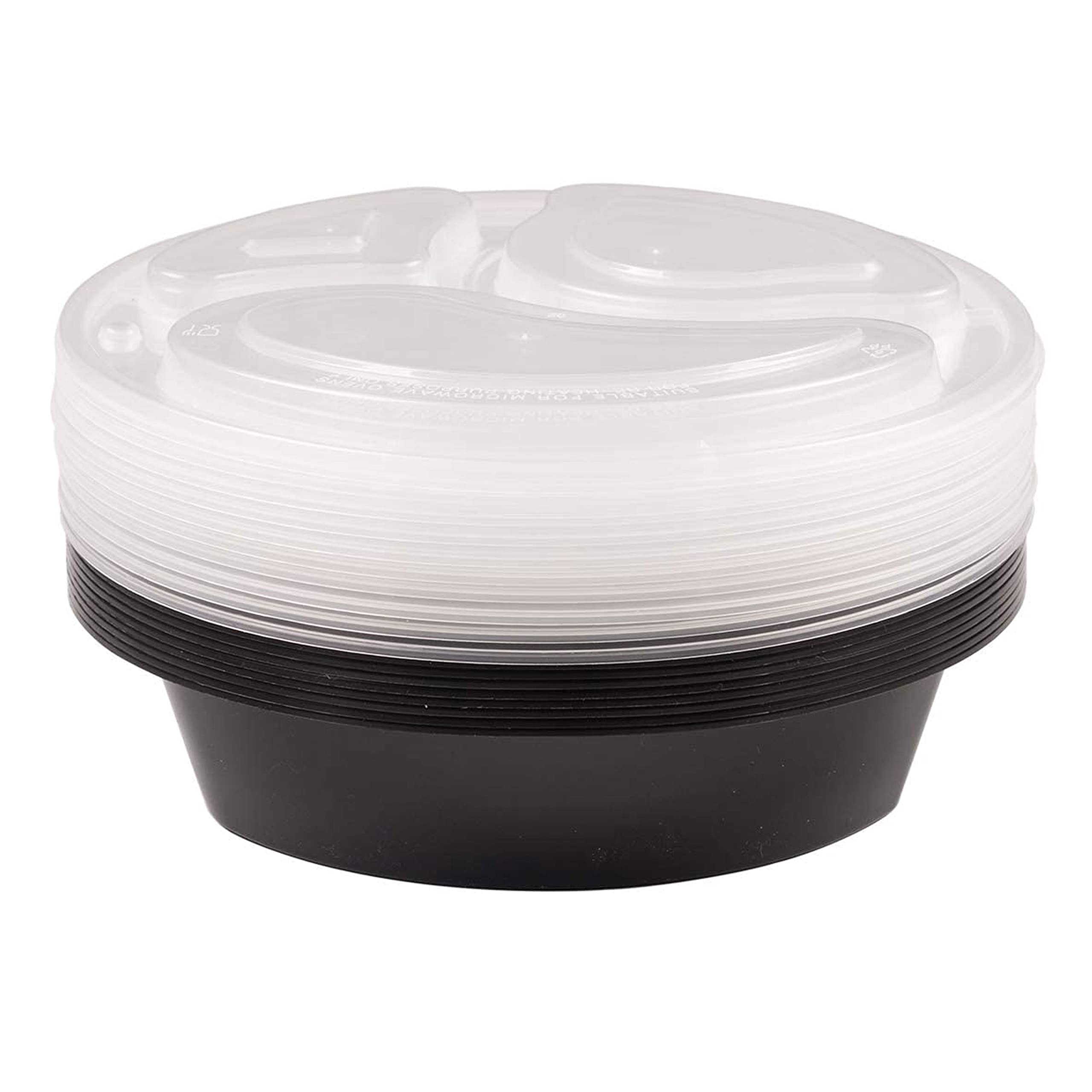 24 Food Storage Containers Meal Prep 3 Compartment Plate W/Lids Reusable 30oz 24 Meal Prep Containers 3 Compartment Plate W/Lids Reusable Food Storage 30oz BPA Free Plastic Durable Stackable