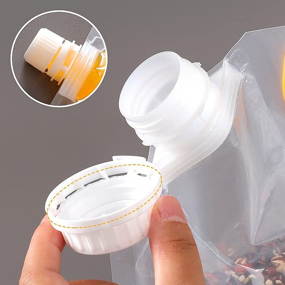 PENCK 2.5L Moisturize Proof Storage Bags 5Pcs Reusable Plastic Bags Emergency Water Storage Large Capacity Clear Cereal Dry Food Containers Stand Up Grain Sealed Bag with Funnel