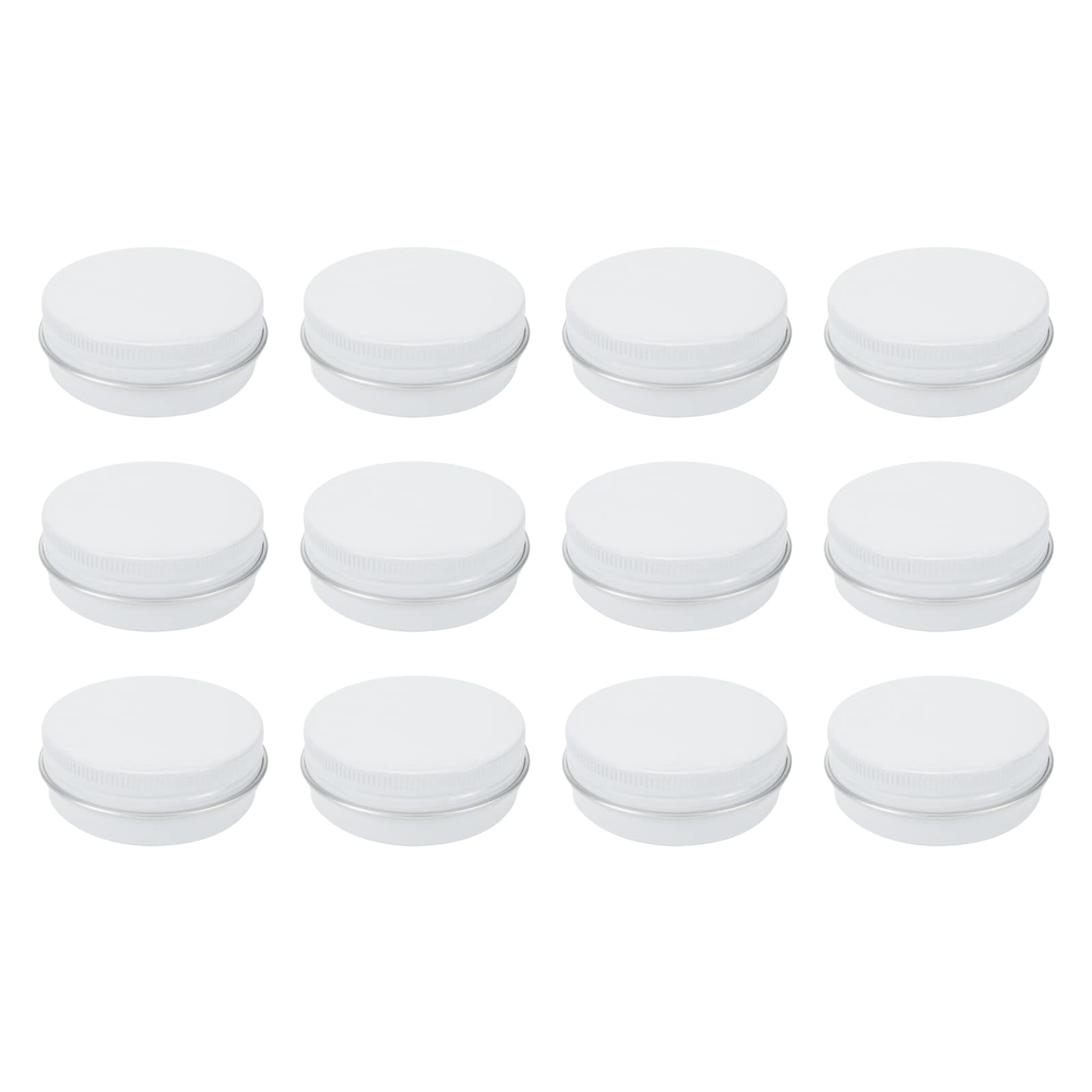 Mcredy Tin Metal Round Aluminum Can,White,1oz/30ML，Set of 12