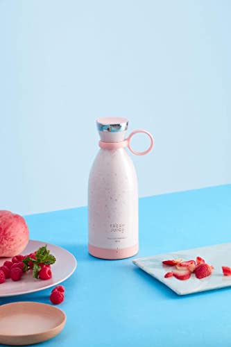 Marty Champ Portable Blender, Personal Size Blender for Juice, Shakes, and Smoothies, Wireless Charging with Four Blades, Mini Blender Travel Bottle (PINK)