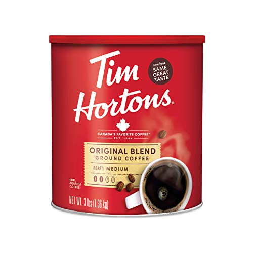 Tim Hortons Original Blend, Medium Roast Ground Coffee, Canadaâs Favorite Coffee, Made with 100% Arabica Beans, 48 Ounce Canister