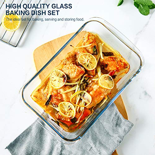 M MCIRCO 24 Pcs Glass Food Storage Containers with Lids, 8 Pcs Glass Baking Dish Set with Lids, Fridge, Microwave, Oven, Dishwasher Friendly, For Cooking, Baking