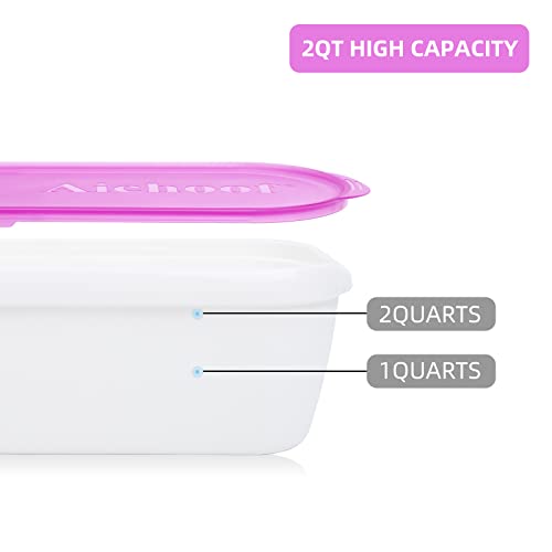 2 Quart Large Ice Cream Container with Lid and Stainless Steel Scoop, Double layer Freezer Storage Container Tub for sorbet and frozen yogurt or gelato, BPA FREE, Dishwasher Safe-Purple Lid