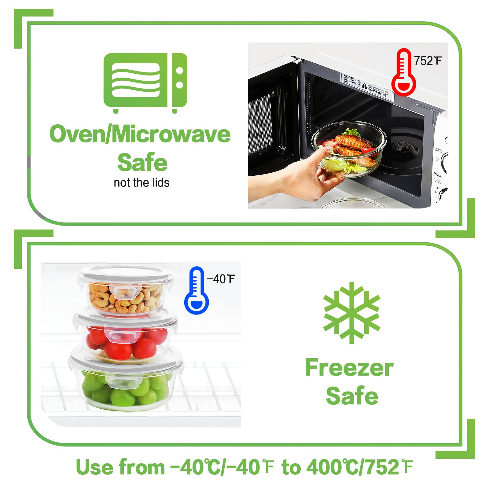 HOMBERKING Glass Food Storage Containers with Lids, [18 Piece] Glass Meal Prep Containers, Airtight Glass Lunch Bento Boxes, BPA-Free & Leak Proof (9 lids & 9 Containers) - Grey