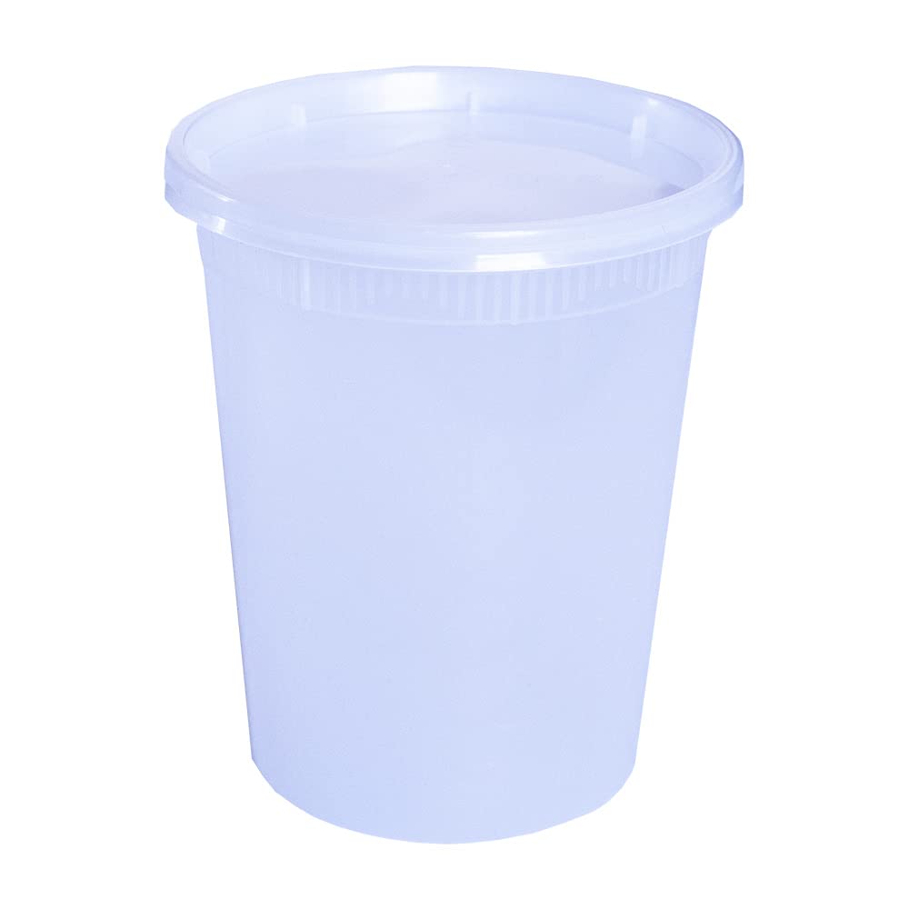 Plastic Deli Food Container (24 set - 32 oz) | For Storage, Meal Prep, Takeout, Leftovers | Includes Air-Tight Lids | Microwave/Dishwasher/Freezer Safe | Stackable | BPA-Free |