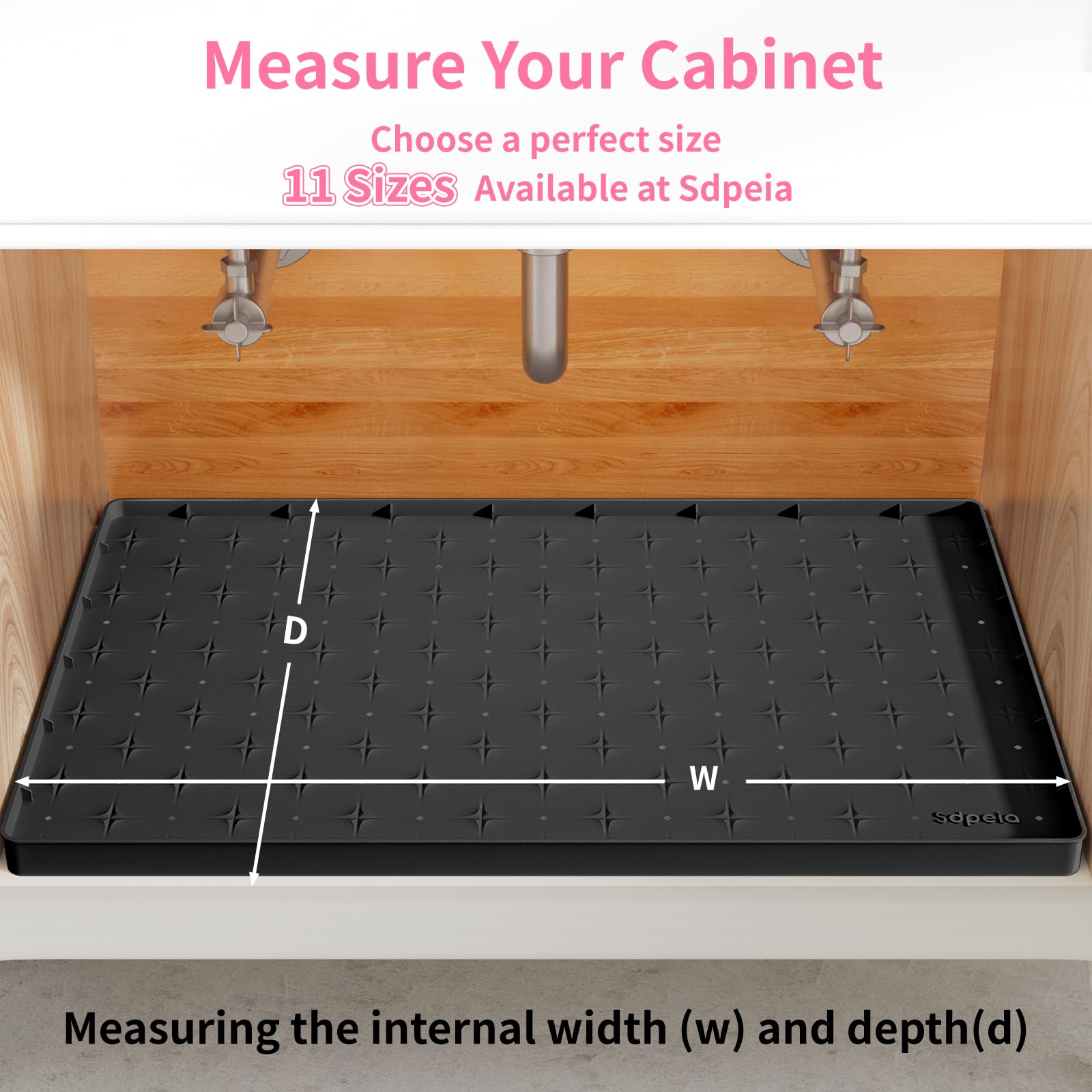 Sdpeia Under Sink Mat for [31" x 22"] Cabinet, Upgraded Silicone Waterproof Mat Kitchen Cabinet Liner Cabinet Protector Kitchen Organizers and Storage