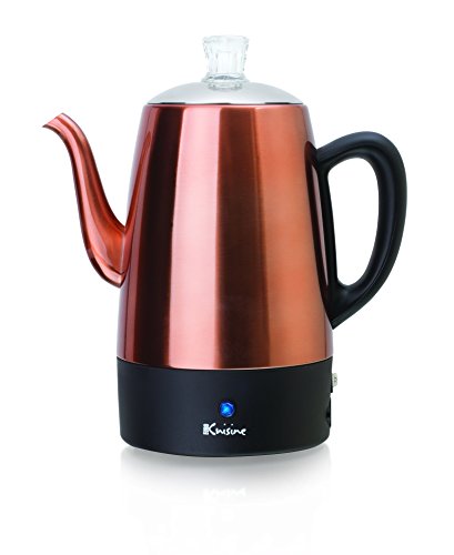 Number 1 In Service Euro Cuisine Electric Percolator Coffee Maker, Stainless Steel Coffee Machine Percolators Fast and Portable Coffee Pot, Detachable Cord and Cool Touch Handle (8 Cup)