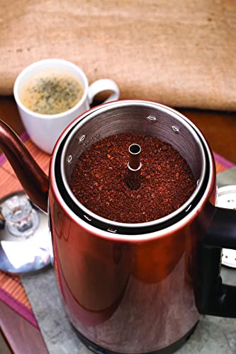 Number 1 In Service Euro Cuisine Electric Percolator Coffee Maker, Stainless Steel Coffee Machine Percolators Fast and Portable Coffee Pot, Detachable Cord and Cool Touch Handle (8 Cup)