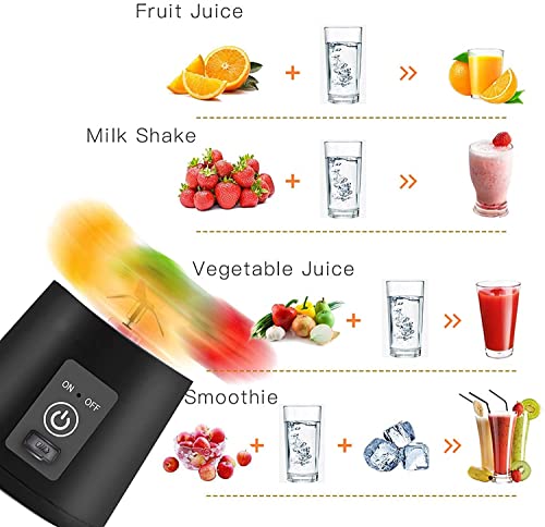 Portable Blender, Personal Mixer Fruit Rechargeable with USB, Mini Blender for Smoothie, Black