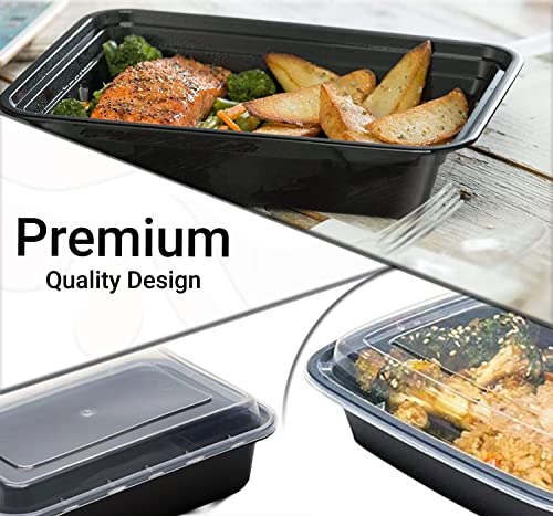 Neez 32oz [30 Pack] Meal Prep Containers 1 Compartment, Takeaway Food Prep Box with Lids, Reusable, Microwaveable & Freezable, Food Storage Sets, BPA Free Plastic