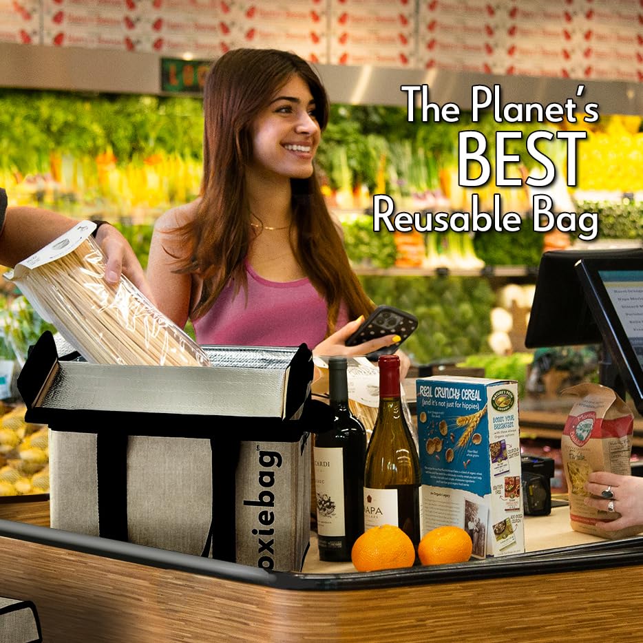 BOXIEBAG Collapsible Reuseable Insulated Grocery Bag - Stackable Heavy Duty Grocery Tote Bag - Insulated Tote Bag (1 Pack)