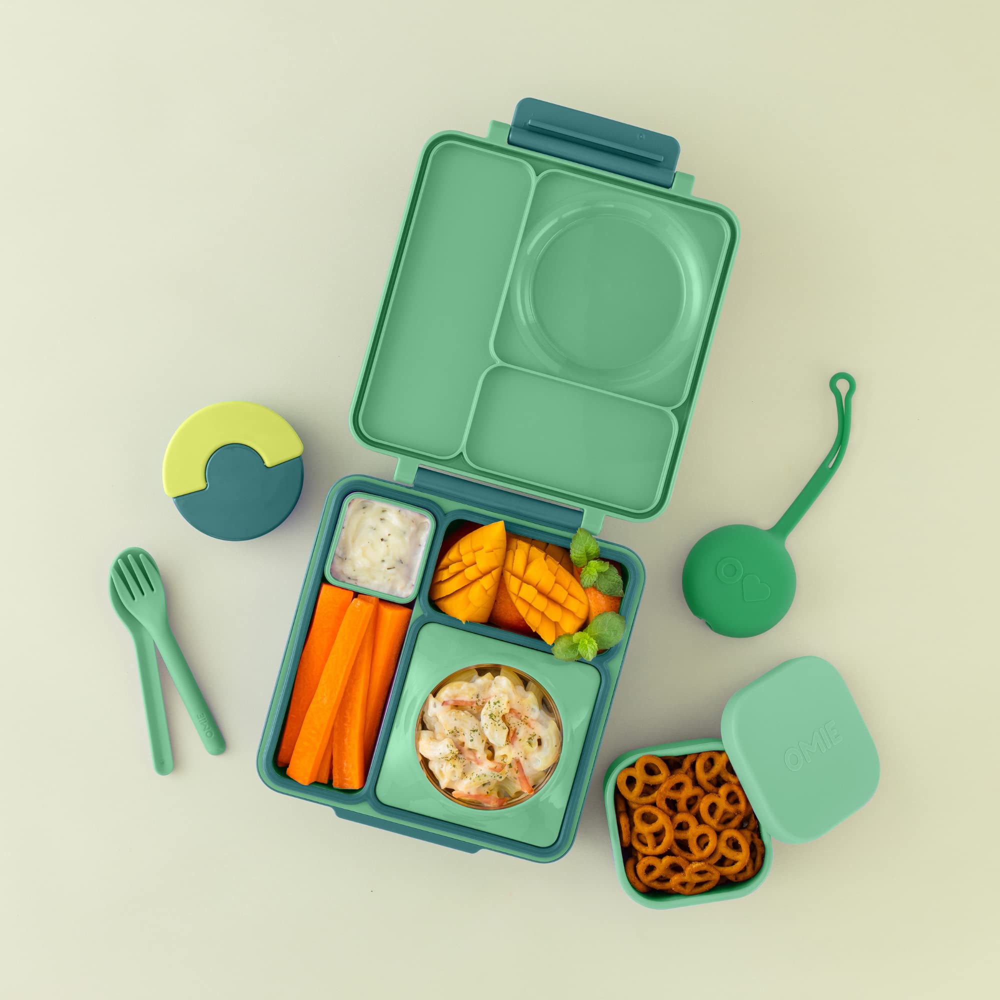 Omie OmieBox Silicone Leakproof Snack Containers To Go, Food Storage Containers with Lid, School Lunch Bento Container - BPA Free, Airtight, Dishwasher and Freezer Safe, Oven Safe - 9.4 ounces