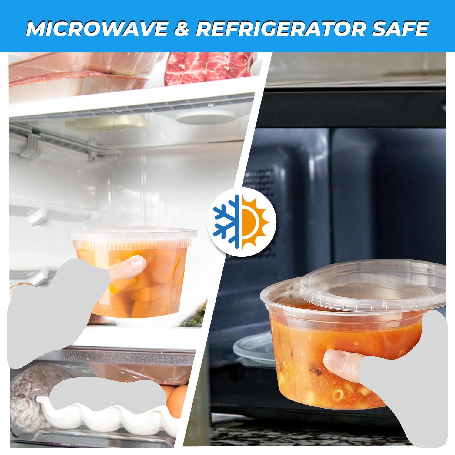 CONTAIN FRESH Deli Containers with Lids, Food Storage Containers with Lids 16 oz (16 oz - 48 Sets)