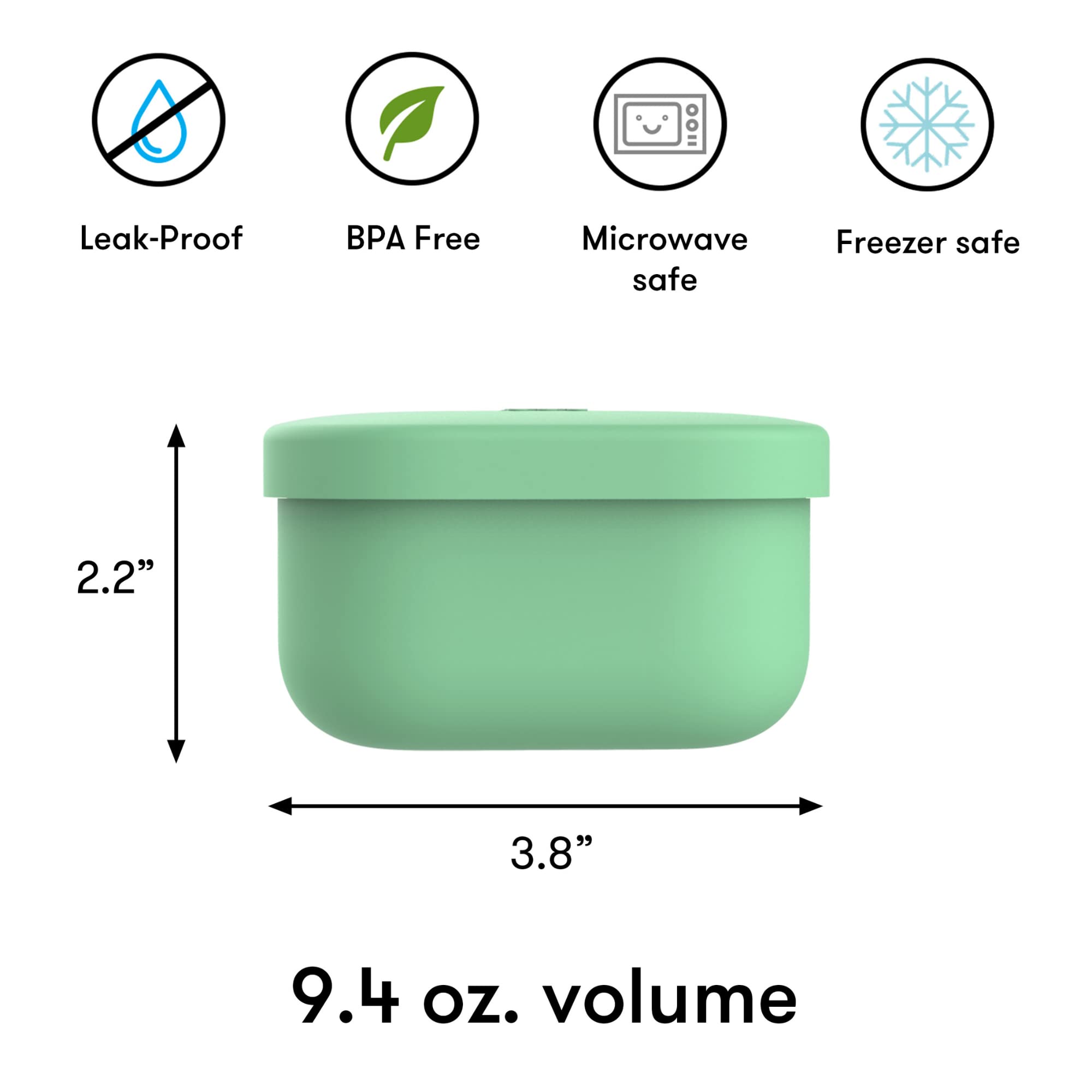 Omie OmieBox Silicone Leakproof Snack Containers To Go, Food Storage Containers with Lid, School Lunch Bento Container - BPA Free, Airtight, Dishwasher and Freezer Safe, Oven Safe - 9.4 ounces