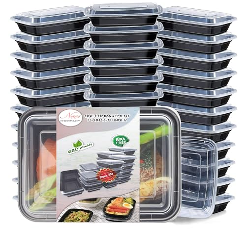 Neez 32oz [30 Pack] Meal Prep Containers 1 Compartment, Takeaway Food Prep Box with Lids, Reusable, Microwaveable & Freezable, Food Storage Sets, BPA Free Plastic