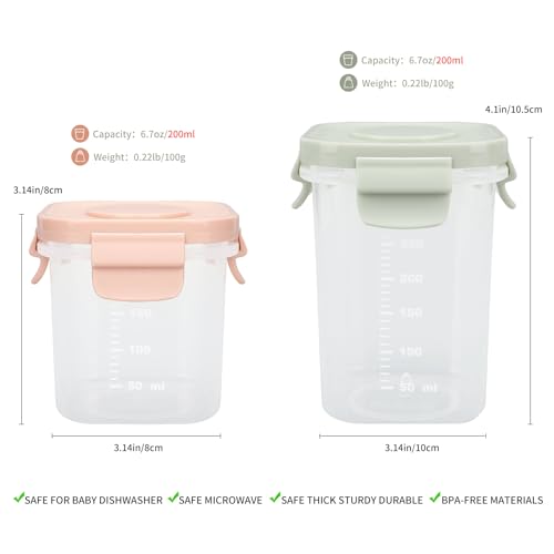 Songhak Baby Food Storage Containers Jars Lids Freezer Plastic Snack Puree Containers With Removable Ice Pack Safe Leak-proof Microwave Dishwasher 12 Set