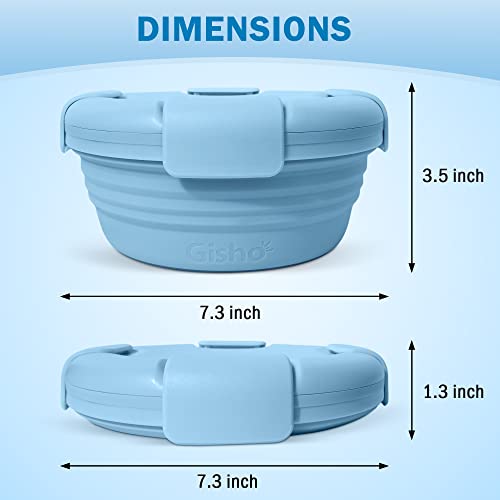 GISHO Collapsible Bowl, Collapsible Silicone Bowl With Lids, Ideal for Camping & Hiking, Picnic, RV, Travel, Dishwasher & Microwave Safe 36oz (Lemonade Pink)