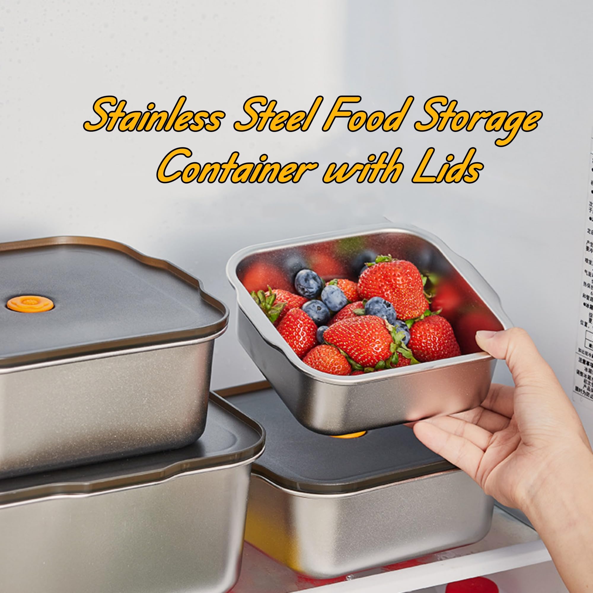 BEFOY Stainless Steel 101oz Big Food Storage Containers with Translucent Lid Food Lunch Box Containers Leak-proof Light Easy Set with Air Vent Snack Boxes (700/1700/3000)