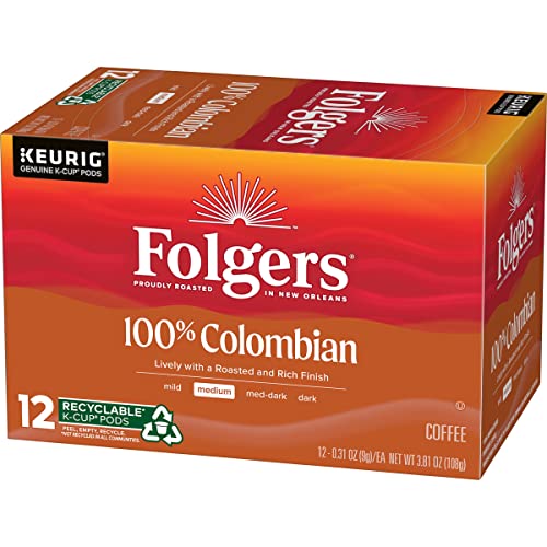 Folgers 100% Colombian Medium Roast Coffee, 72 Keurig K-Cup Pods