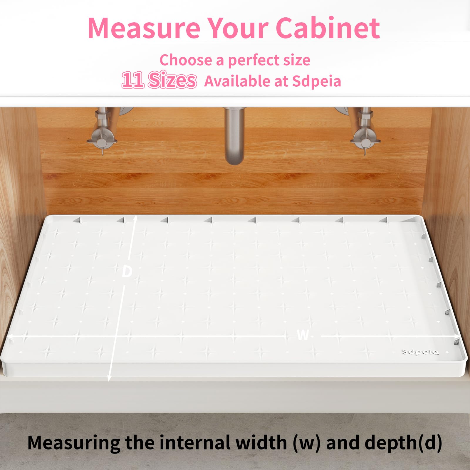 Sdpeia Under Sink Mat for [31" x 22"] Cabinet, Upgraded Silicone Waterproof Mat Kitchen Cabinet Liner Cabinet Protector Kitchen Organizers and Storage