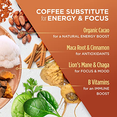 VitaCup Shroom Fuel, Mushroom Based Coffee Alternative Packets, Mushroom Coffee Substitute w/ Cacao, Cinnamon, Chaga, Lions Mane, & Maca for Energy, Immune Support, & Focus, 48 ct