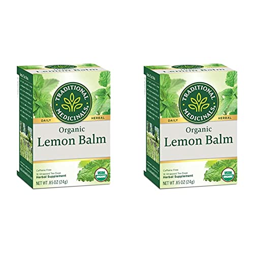 Traditional Medicinals Organic Lemon Balm Herbal Tea, Calming and Supports Digestion, (Pack of 2) - 16 Tea Bags