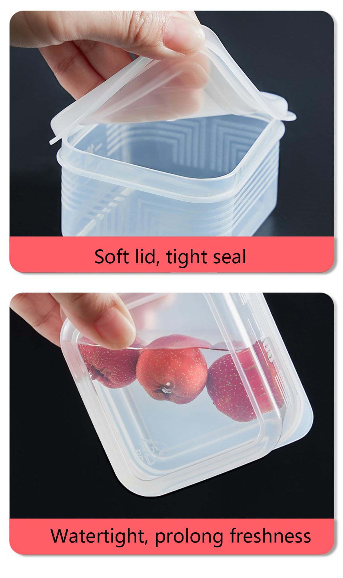 RabyLeo Japanese-style refrigerator storage box one person eats frozen meat sub-compartment box frozen fresh-keeping food sauce sealed sub-package box. (Transparent & Small 4-Piece Set)