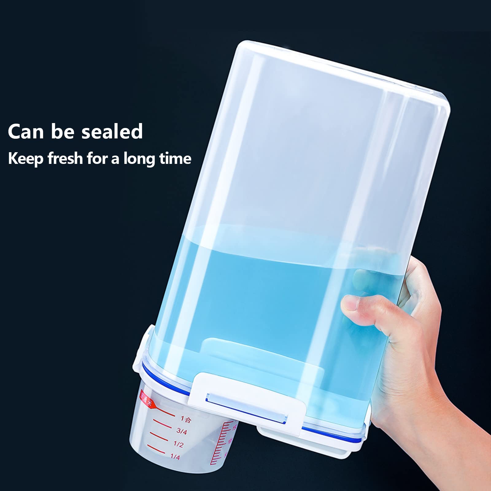 RRROOPP 4 sets 5.5 LB Rice Storage Bin Cereal Containers Dispenser with BPA Free Plastic + Airtight Design + Measuring Cup + Pour Spout - Perfect for Rice Flour Baking Supplies Pet Dog Food Storage
