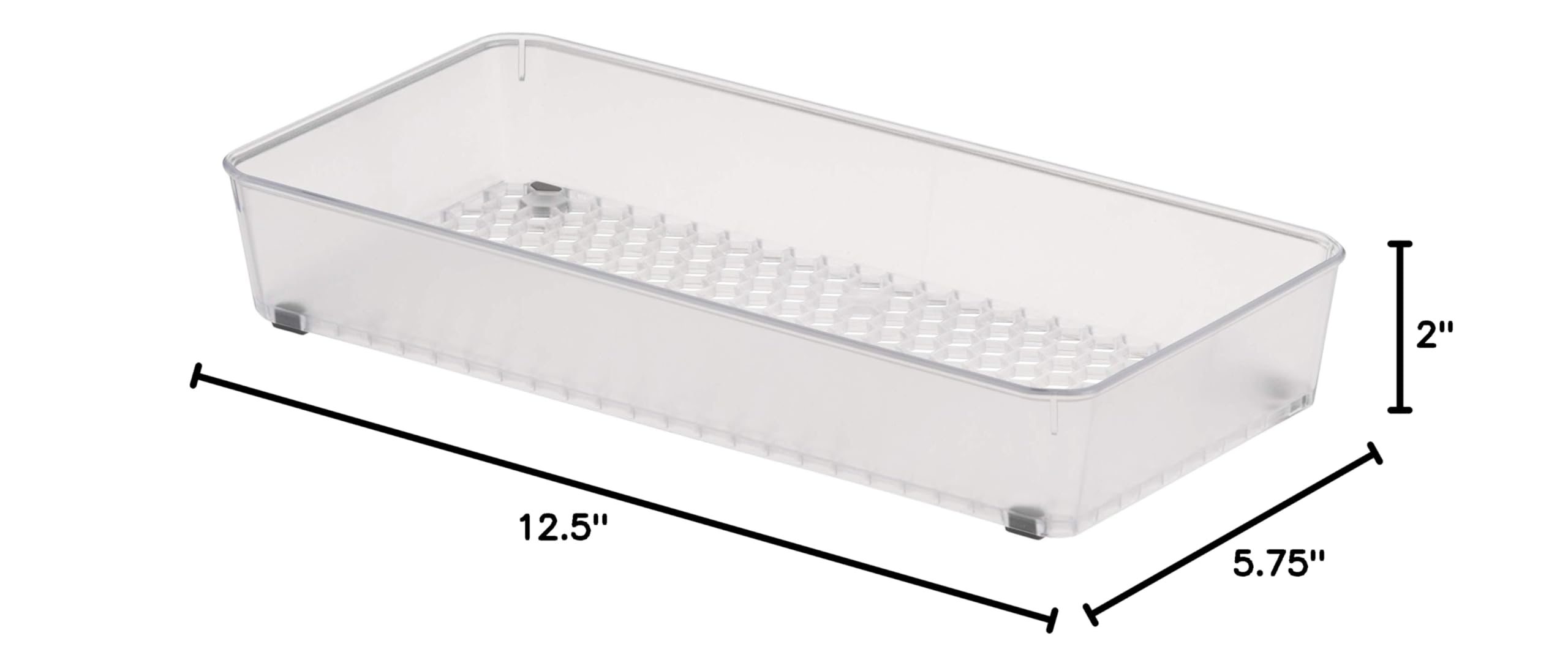 Spectrum Diversified Hexa Set of 4 Assorted Storage Buildup-Resistant Kitchen & Bathroom Drawer Trays, Easy-to-Clean Bathroom & Kitchen Organizers, Clear Frost