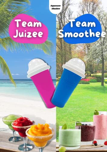 Pink Instant Slushie Cup,1 Pack Slushy Cup Maker Tiktok, Slush Squeeze Cup for Quick Diy with Straw Spoon, Cup Brush, Straw Brush, & Pop-It Cup Sleeve