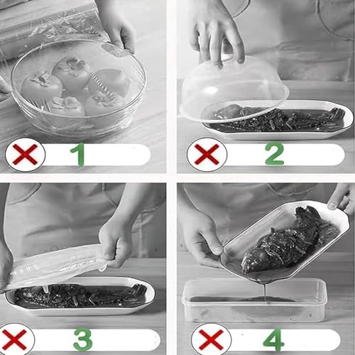 100Pcs Bowl Covers Food Cover Dish Covers, Plastic Bowl Covers Elastic Reusable, Reusable Elastic Stretch Plastic Covers For Bowls, Plastic Food Covers With Elastic For Bread Proofing (100PC BAG)