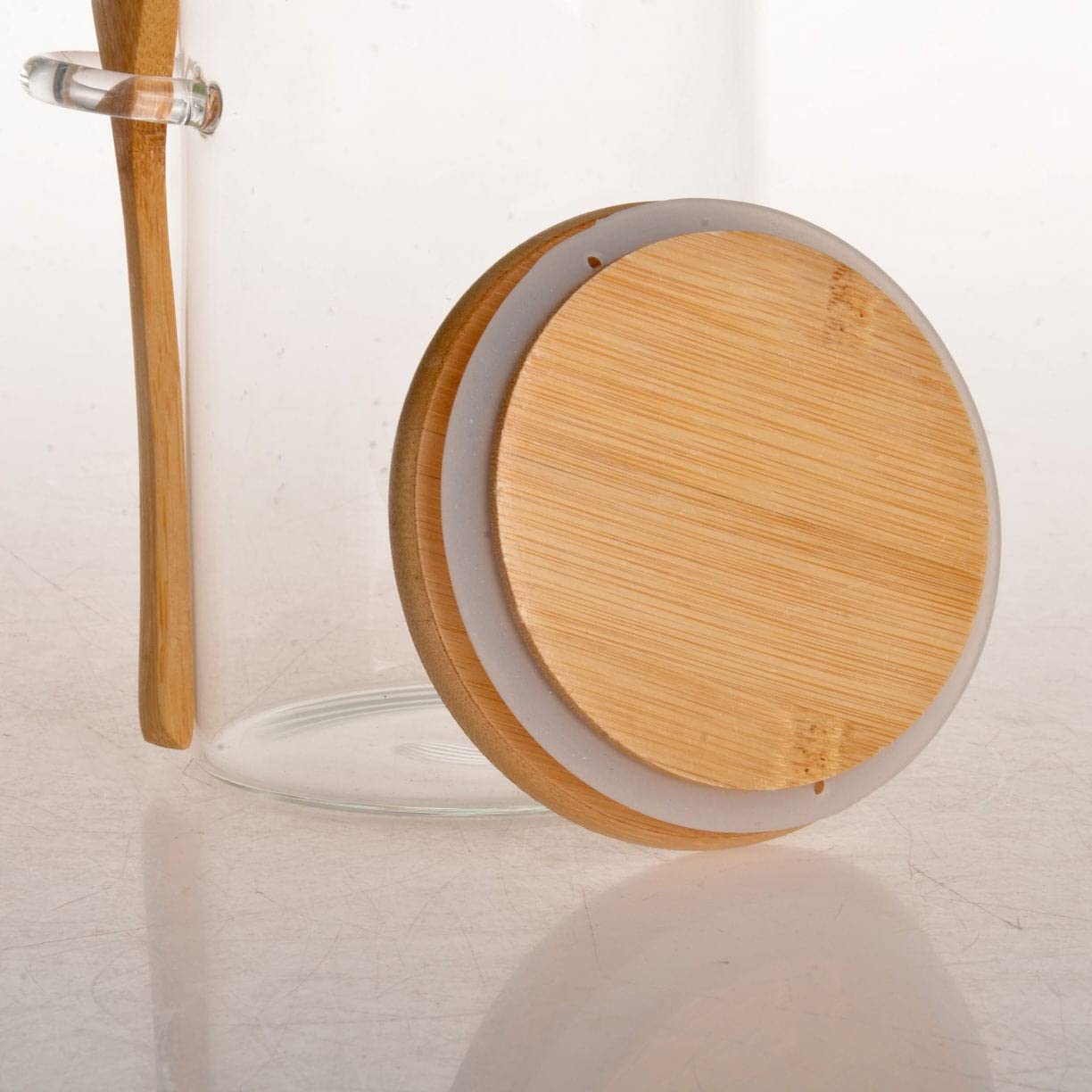 Bamboo Lid Container With Bamboo Spoon Set Of 3