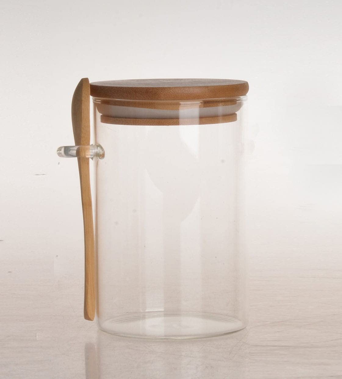 Bamboo Lid Container With Bamboo Spoon Set Of 3